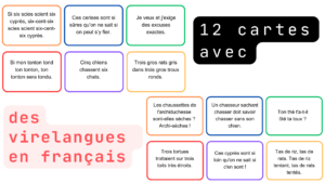 12 cartes avec des virelangues en français (PDF à télécharger)