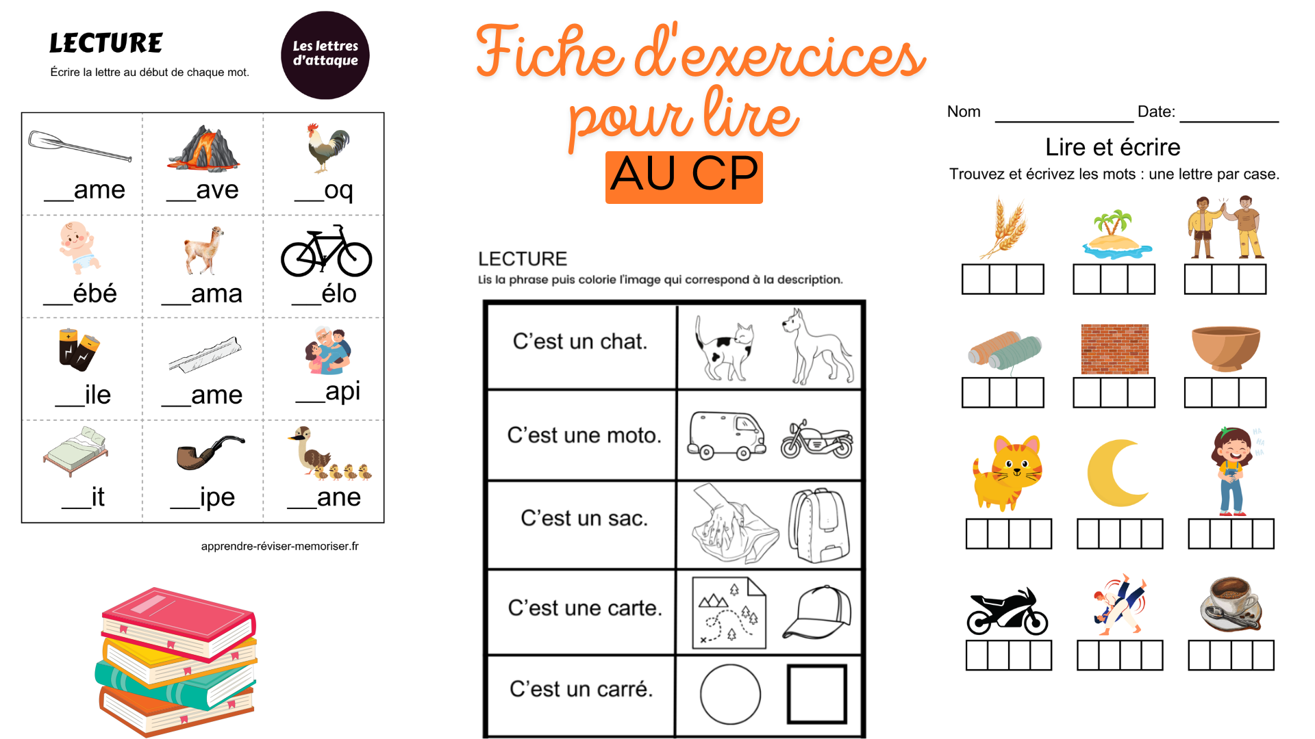Fiche d'exercices pour lire au CP (avec des mots simples)