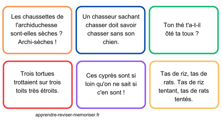 12 cartes avec des virelangues en français (PDF à télécharger)