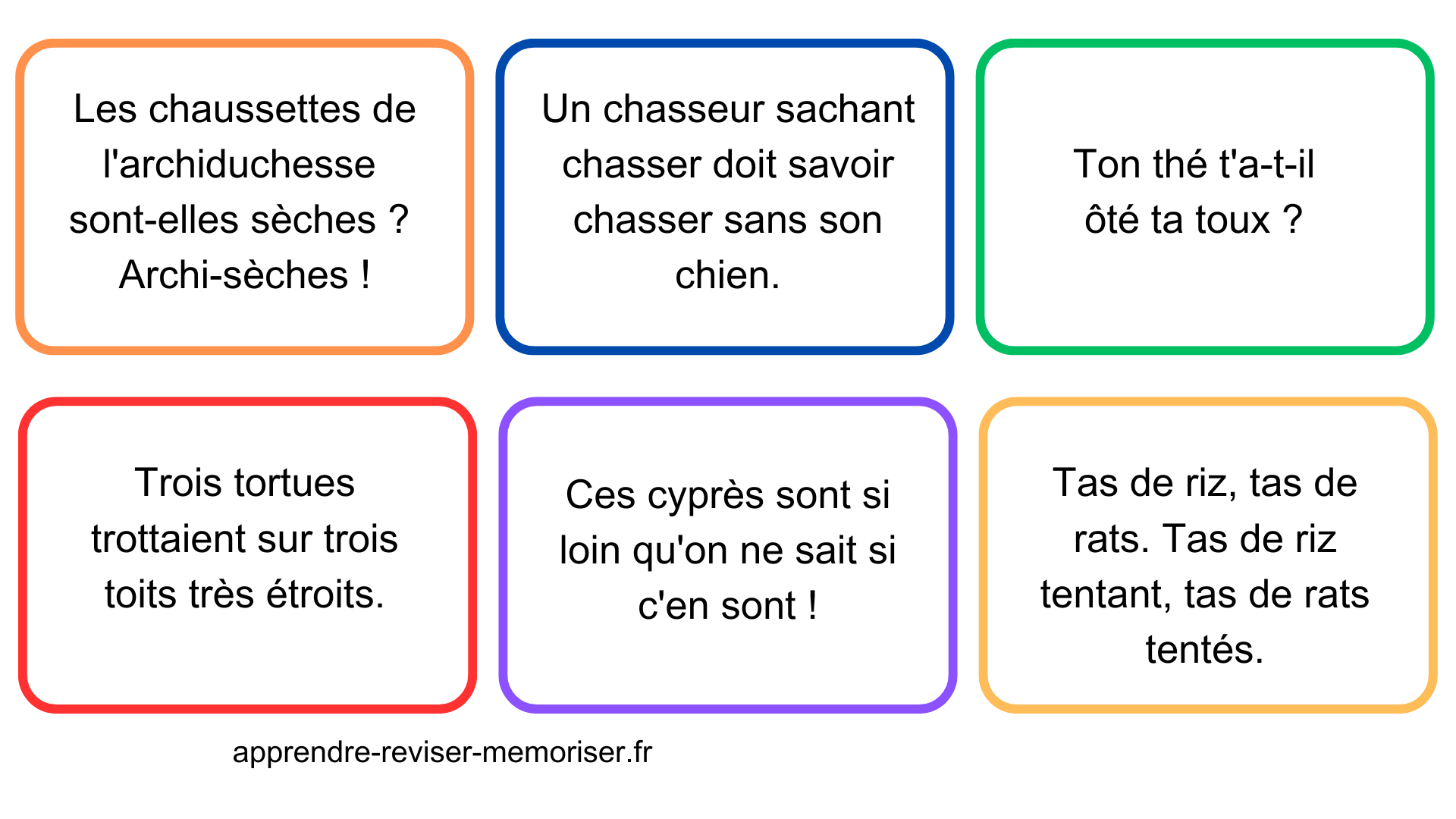 12 cartes avec des virelangues en français (PDF à télécharger)