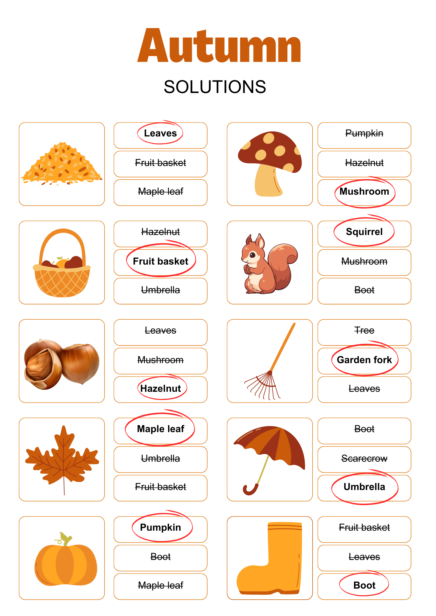 exercice de vocabulaire anglais automne - Apprendre, réviser, mémoriser