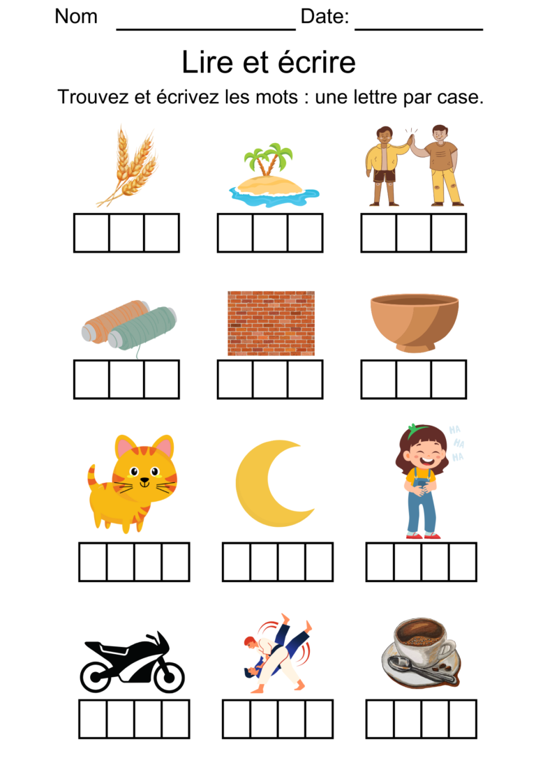 Fiche d'exercices pour lire au CP (avec des mots simples)