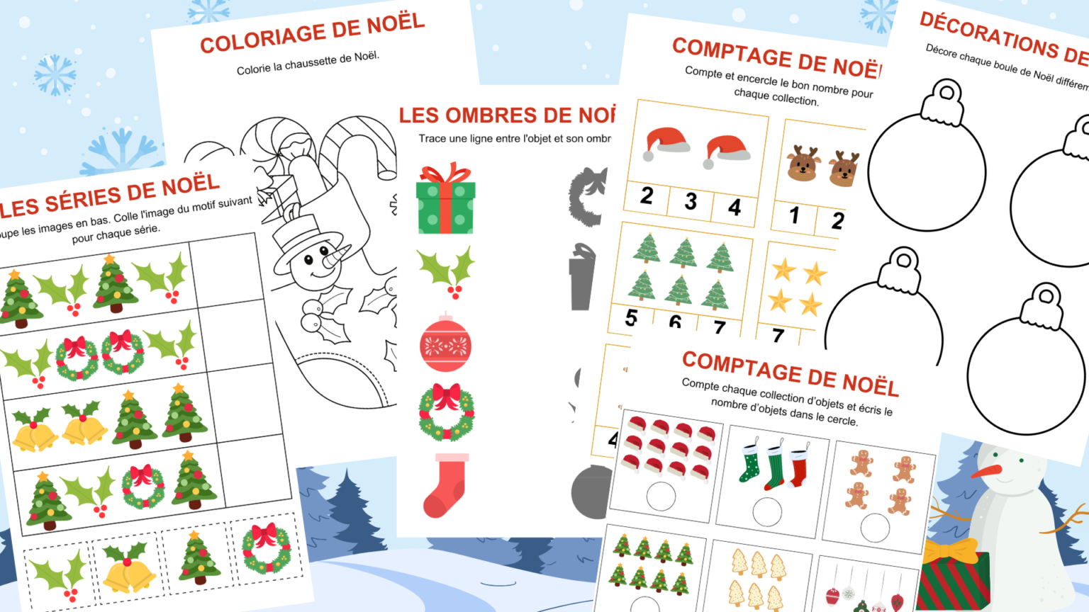 Cahier d'activités de Noël : 6 jeux pour les MS/ GS/ CP