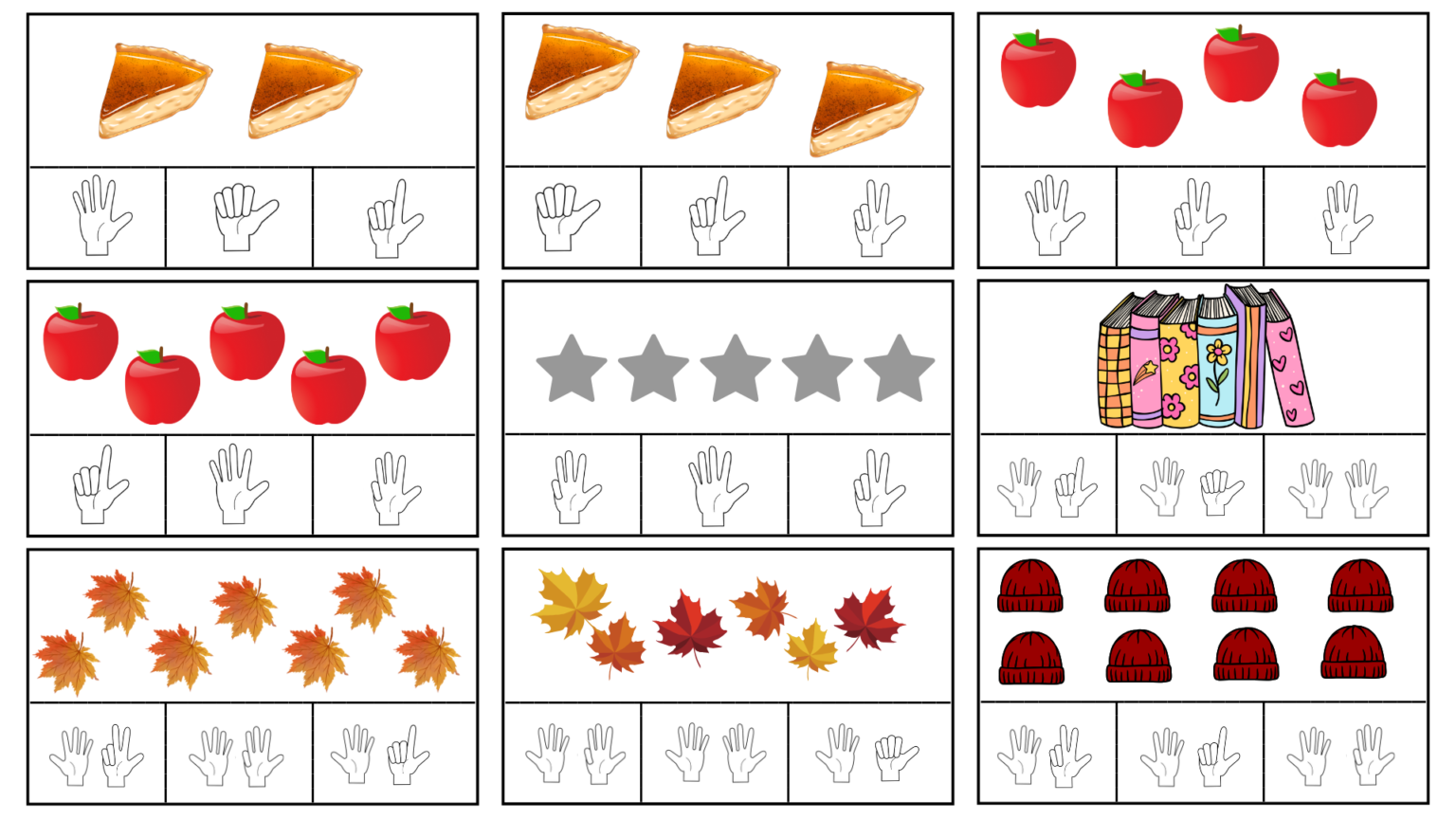 Cartes constellation de doigts 1 à 10 (maternelle et CP)