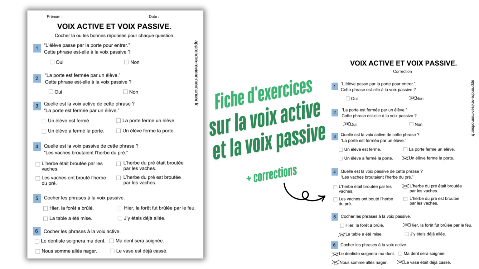 Fiche d'exercices sur la voix active et la voix passive