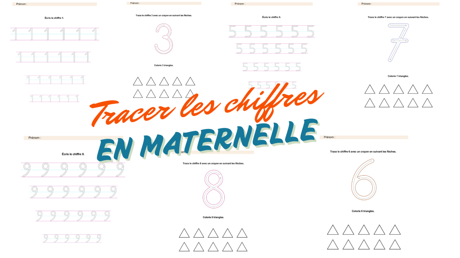 Tracer les chiffres en maternelle (de 1 à 9) - fiches à télécharger
