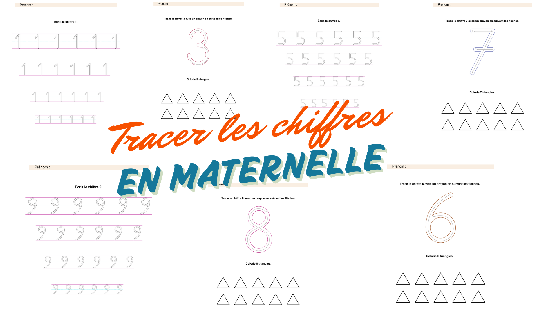 Tracer les chiffres en maternelle (de 1 à 9) - fiches à télécharger