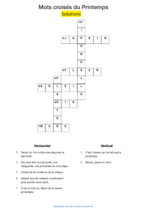 mots croisés printemps - Apprendre, réviser, mémoriser