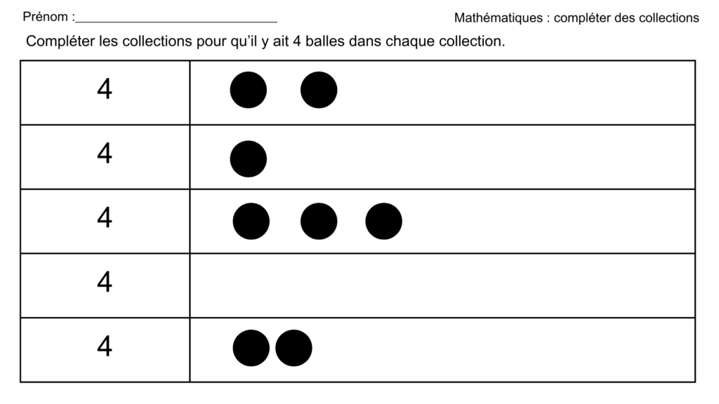 compléter des collections en maternelle - Apprendre, réviser, mémoriser