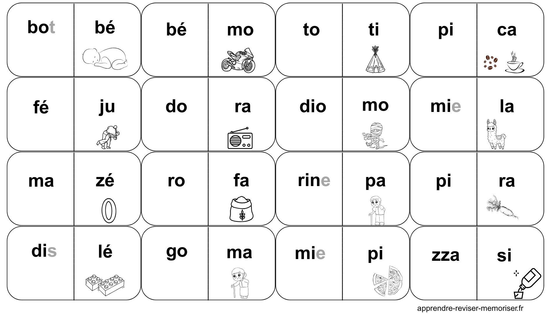 Dominos des syllabes : lire des syllabes en maternelle