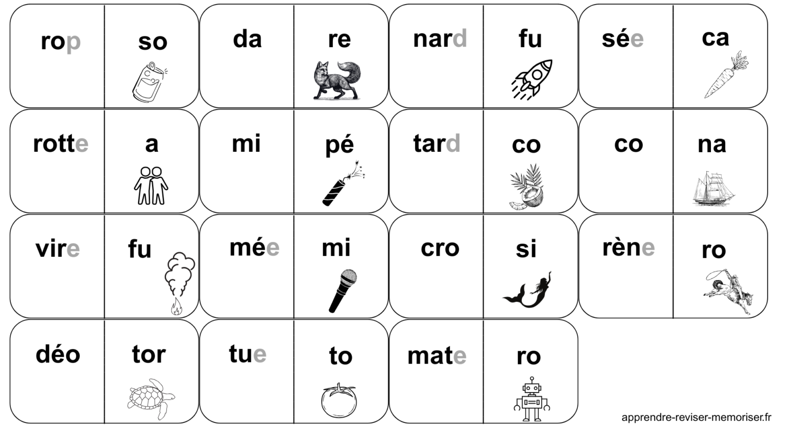 Dominos des syllabes : lire des syllabes en maternelle