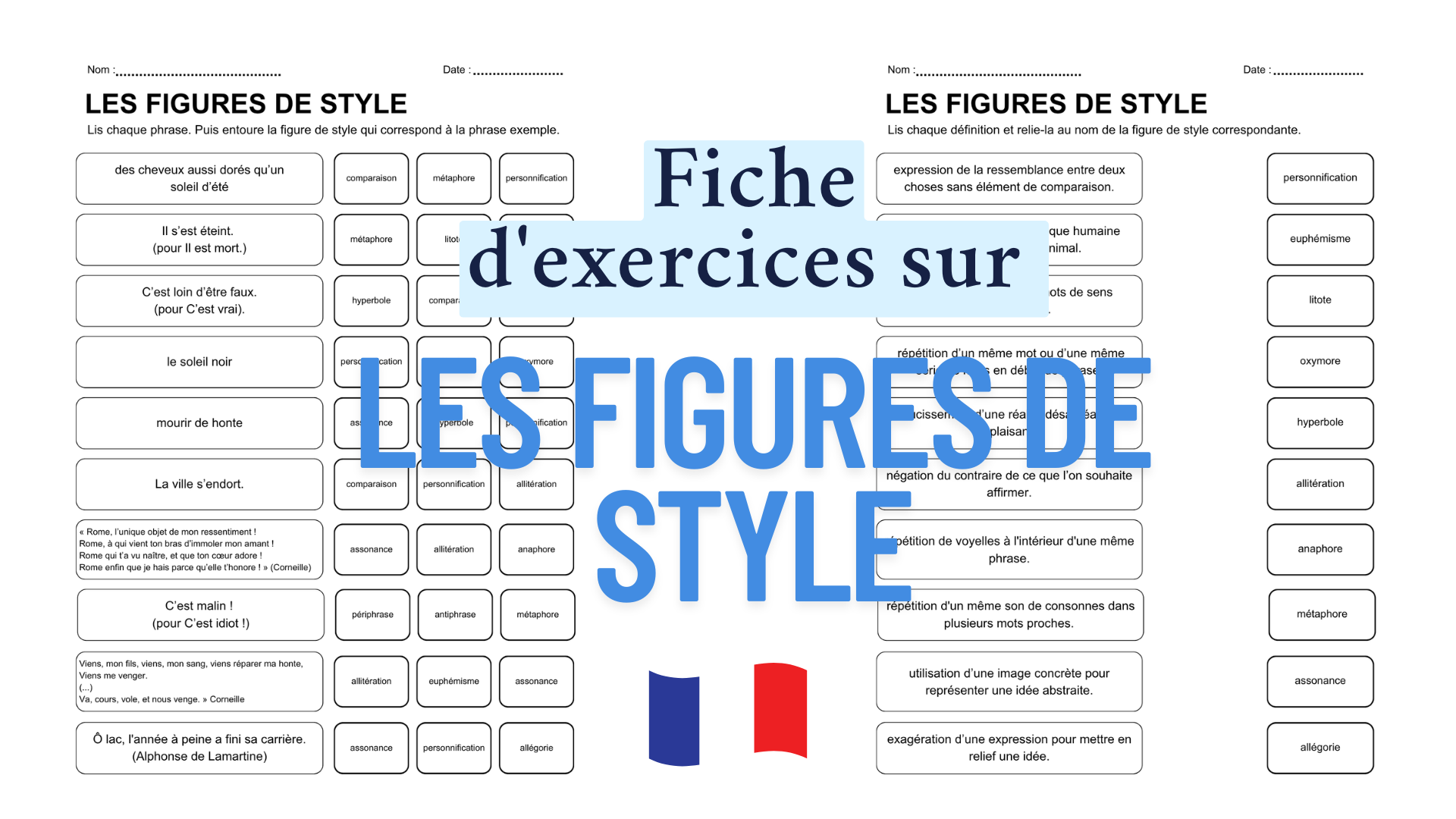 Fiche d'exercices sur les figures de style en français