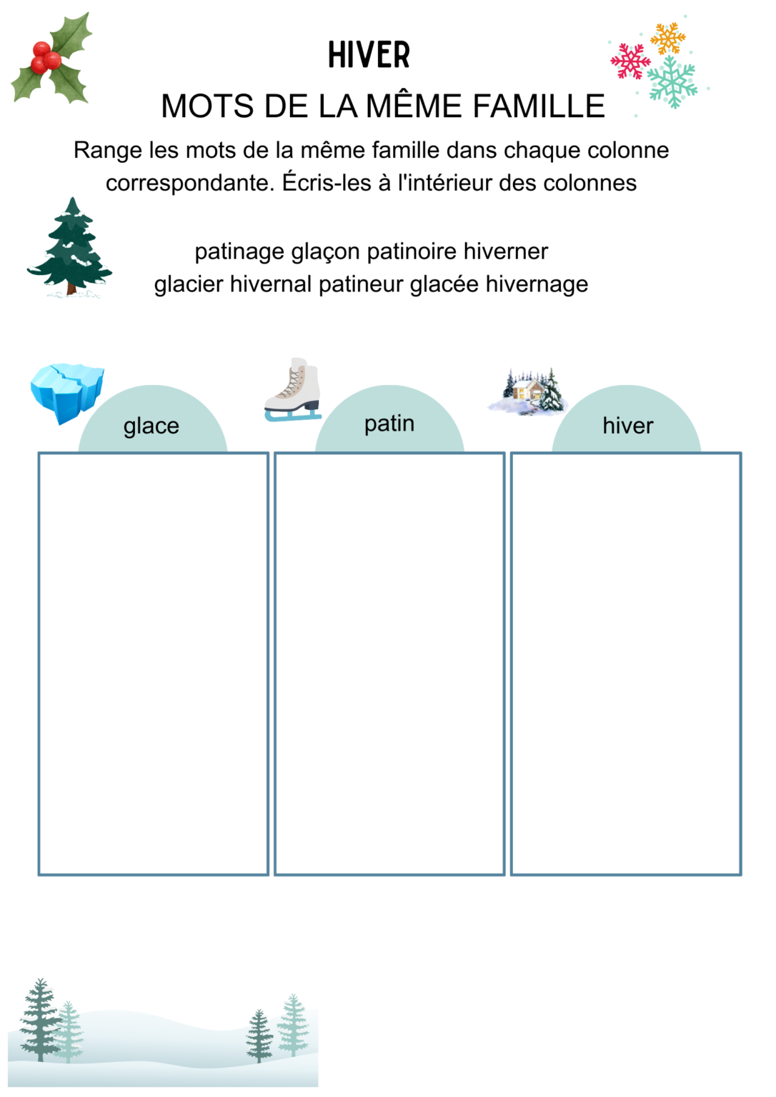 3 jeux de vocabulaire sur l'hiver (cycle 2 et cycle 3)