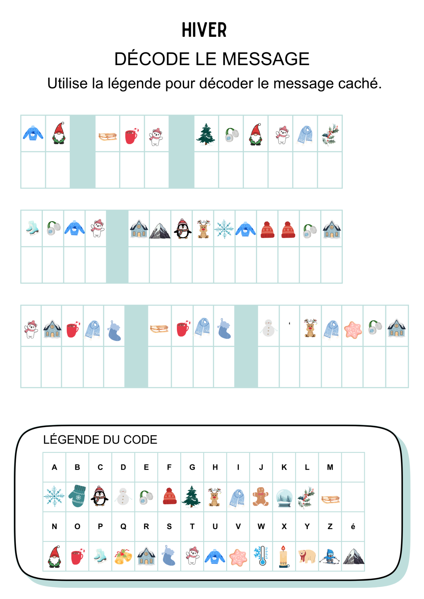 3 jeux de vocabulaire sur l'hiver (cycle 2 et cycle 3)