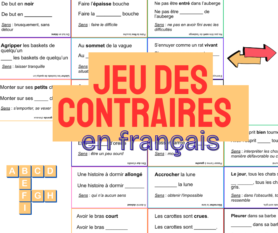 Jeu des contraires en français (cycle 3) - PDF à télécharger