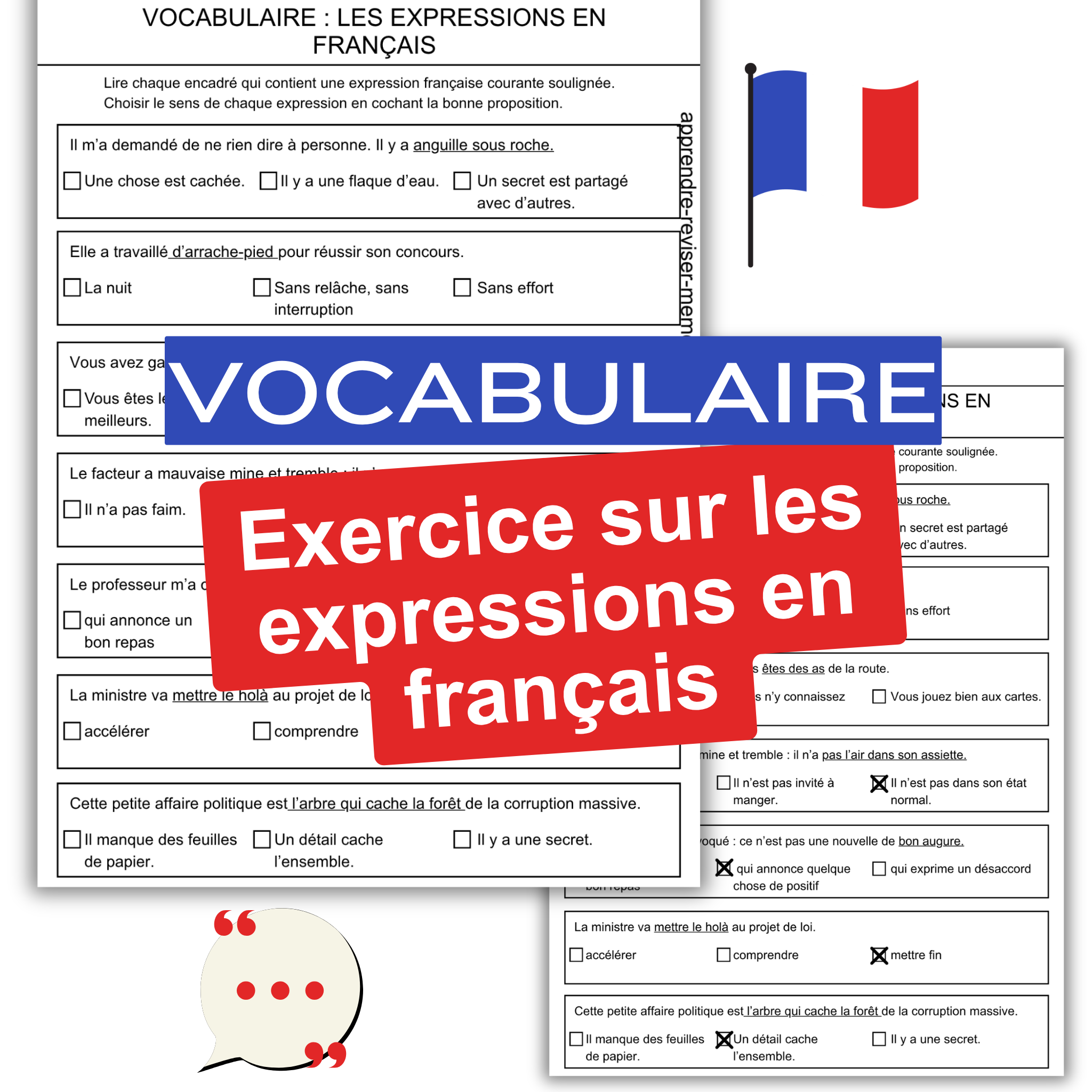 Vocabulaire : un exercice sur les expressions en français