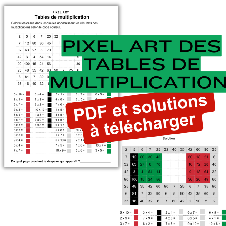Pixel art des tables de multiplication - PDF et solutions à télécharger